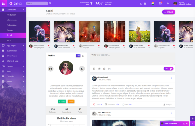 Gotri admin dashboard html bootstrap 4 angular 6 angular 7 template - Maxartkiller