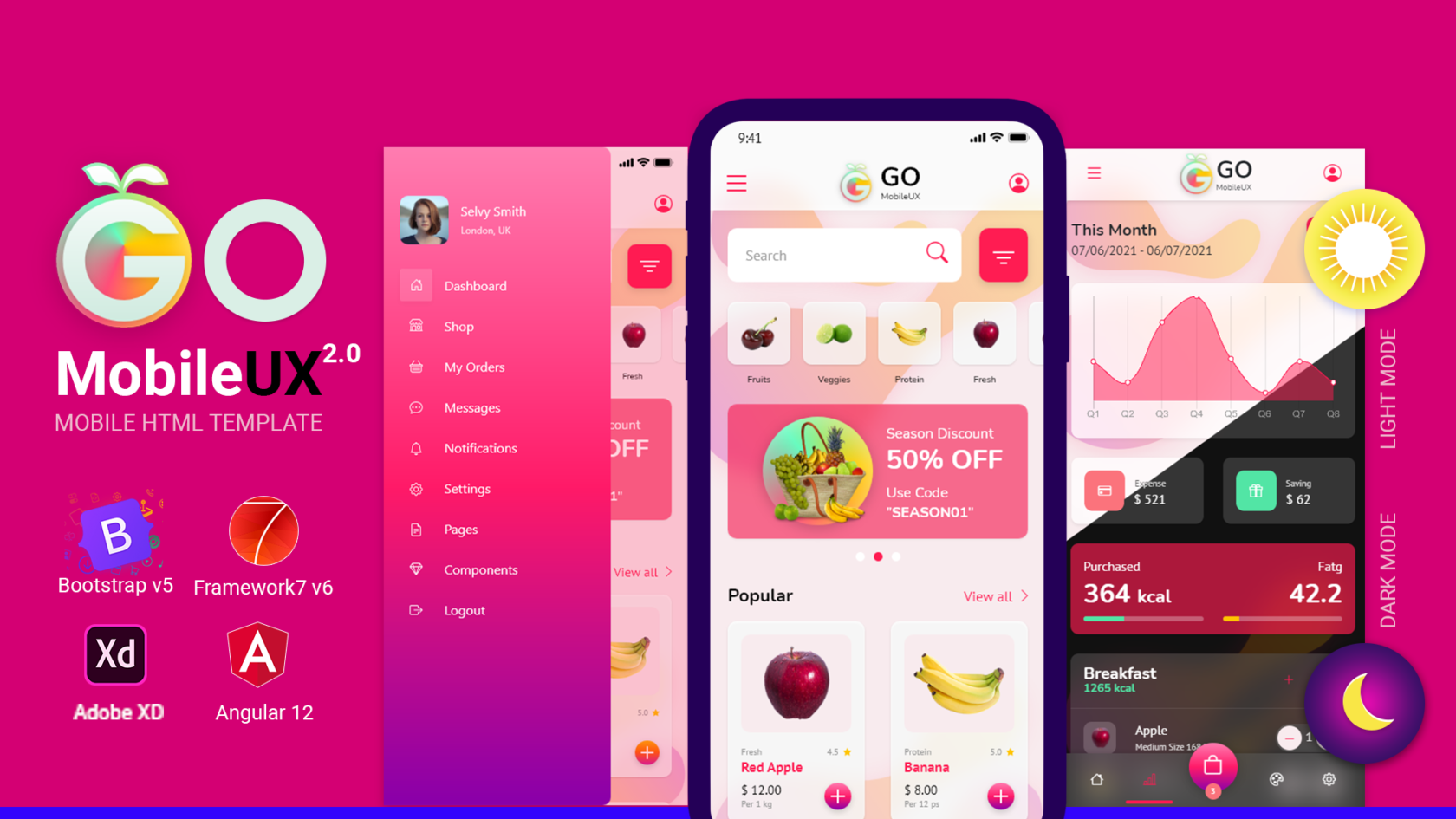 Go Mobile UX Bootstrap 5 Framework 7 Angular 12 mobile html template