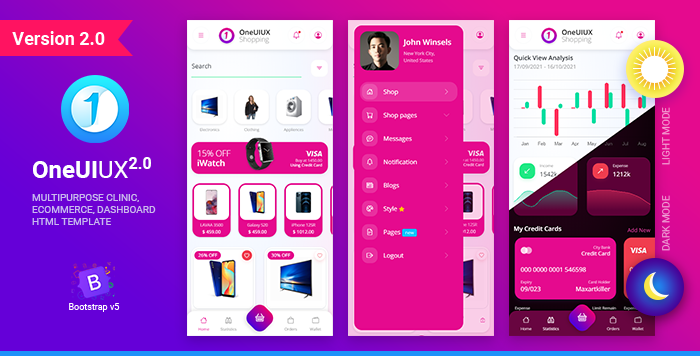 Multipurpose Mobile Html Template Oneuiux 2 Bootstrap 5 Angular 12