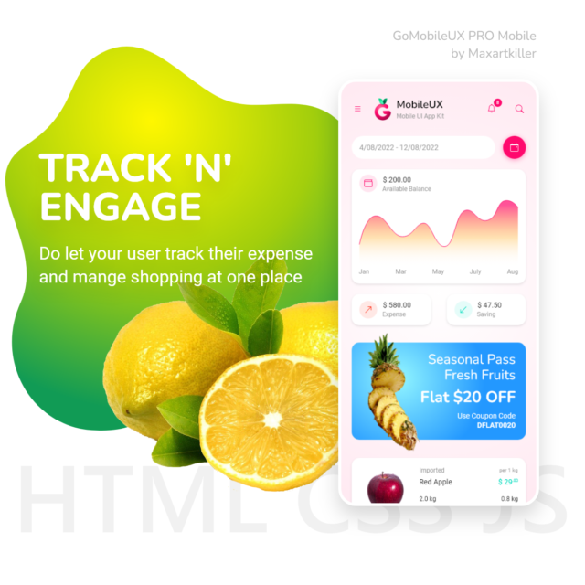 gomobileux pro mobile html template bootstrap 5 app kit ui html